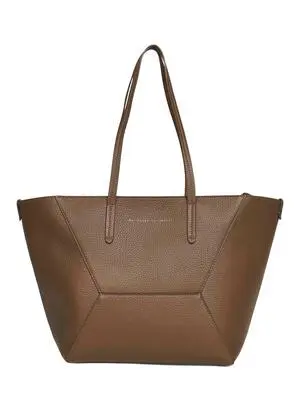 Brunello Cucinelli Logo Embossed Top Handle Bag - Brown