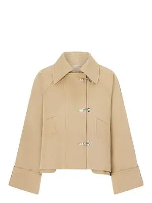 PATOU Patou Collared Cotton Gabardine Jacket With Silver Button Detailing Sand