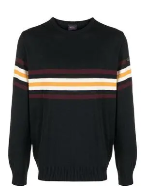PAUL  SHARK Paul & Shark Horizontal Stripe Fine Knit Jumper - Black