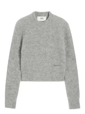 AMI Paris Logo Embroidered Crew Neck Sweater - No