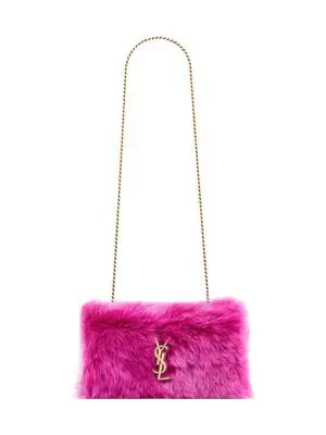 SAINT LAURENT Saint Laurent Logo Plaque Fluffy Shoulder Bag