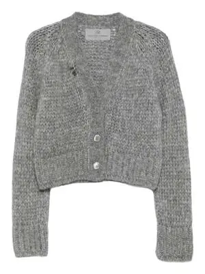 Ermanno Scervino Button-embellished Knit Cardigan - Gray