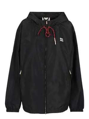 Miu Miu Miu Miu Lightweight Hooded Zip Jacket Blue