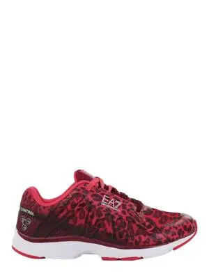 EA7 Logo Leopard Print Casual Sneakers - Red