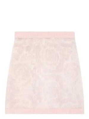 Versace Knitted Mini Skirt With Baroque Pattern - Pink
