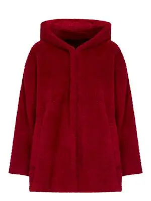 Max Mara Virgin Wool-blend Coat With Hood - Red