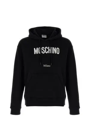 Moschino Print Drawstring Hoodie - Black