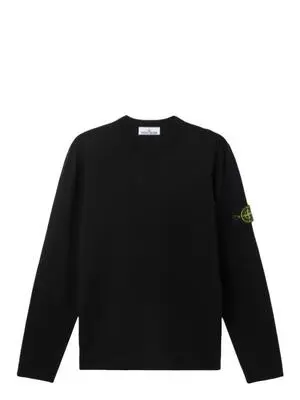 Stone Island Logo Patch Crewneck Jumper - Black
