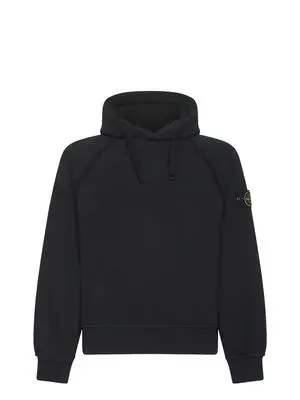 Stone Island Garment Dyed Cotton Hoodie - Black