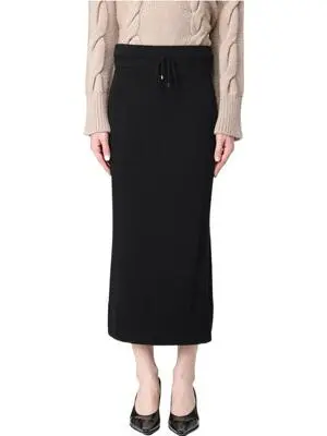 Ermanno Scervino Elasticated Waist Skirt With Slit Detail - Black