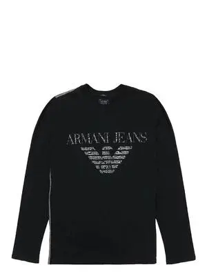 Emporio Armani Round Collar And Long-sleeved T-shirt - Black