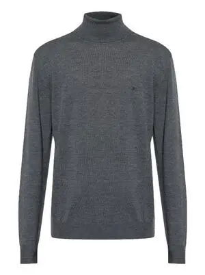 Etro Logo Embroidered Turtleneck Knitted Jumper - Grey