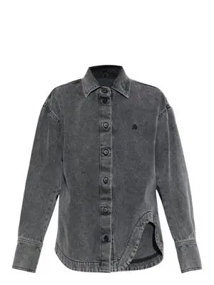 Attico The Eliza Shaped Split Denim Shirt - Black
