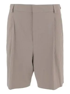 Hugo Boss Textured Shorts With Belt Loops - Nude