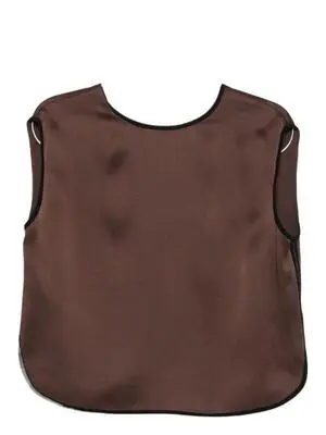 FORTE_FORTE Sleeveless Blouse With Curved Hem - Brown