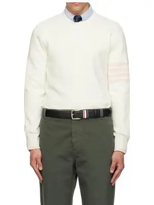 Thom Browne Milano Stitch 4-bar Pullover Sweater - White