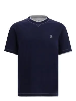 Brunello Cucinelli Brunello Cucinelli Logo Embroidered Layered T-Shirt No