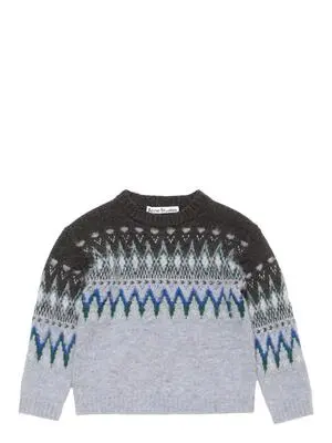 Acne Studios Crewneck Knitted Top With Nordic Patterns - Gray