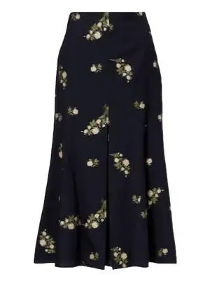 Erdem Floral Jacquard Midi Skirt - Black