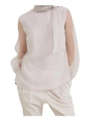 BRUNELLO CUCINELLI Brunello Cucinelli Pussy-Bow Silk Blouse