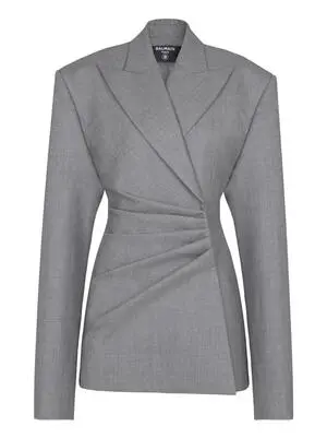 Balmain Draped Short Jacket Dress - Grey