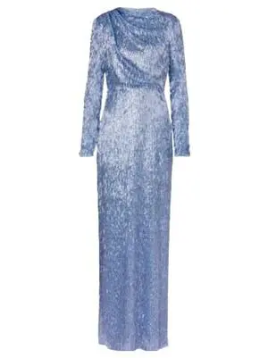 Erdem Draped Embellished Gown - Blue