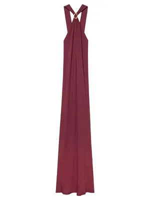 FORTE_FORTE Ring-detail Halterneck Maxi Dress - Ruby Red