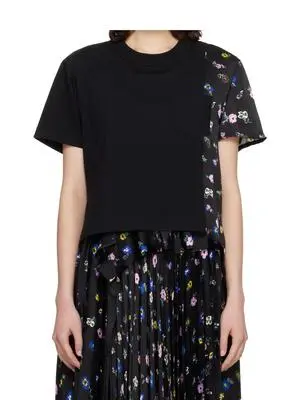 Sacai Floral Print T-shirt - Black
