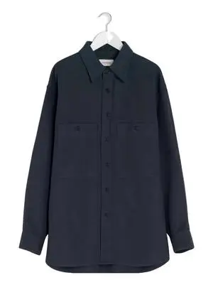 LEMAIRE Long Sleeved Buttoned Overshirt - Graphite Blue