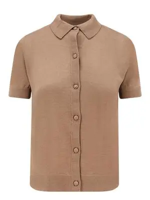 Max Mara Max Mara Short Sleeve Ribbed Knit Lapel Collar Shirt No