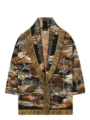 Alanui Lost In The Blue Fringed Jacquard Cardigan - Multicolor