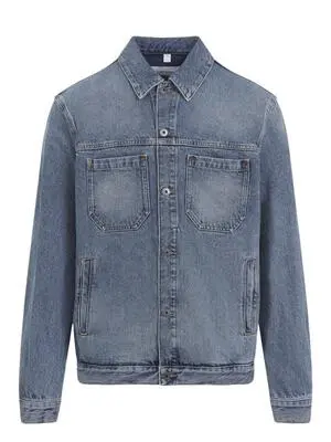 Off-White Long-sleeved Denim Jacket With Half-arrow Pattern - Blue