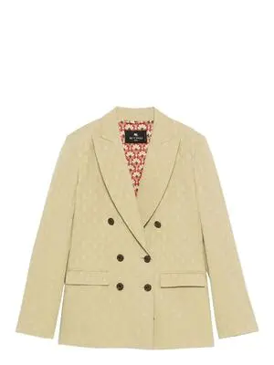 Etro Double-breasted Patterned Blazer - Nude
