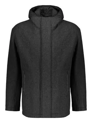 Herno Hooded Zip-up Coat - Black
