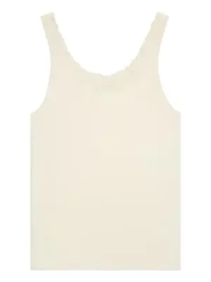 CELINE Celine Silk Satin Embroidered Sleeveless Top With Lace Trim