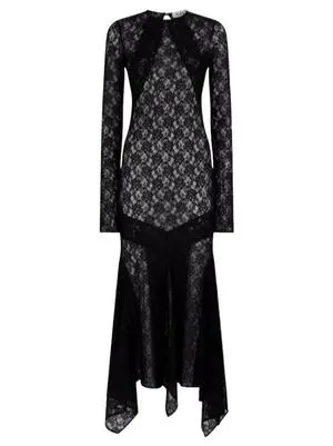 Attico The Open Back Midi Lace Dress - Black