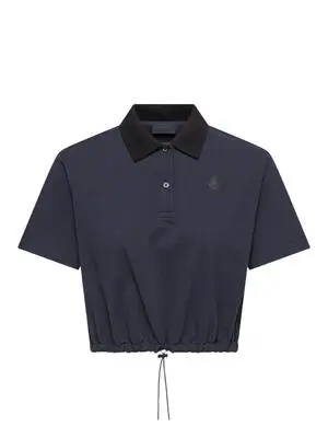 Moncler Cropped Polo Shirt With Drawstring Hem - Black