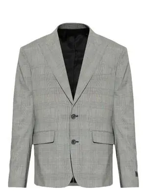 Balmain Checked Pattern Single Breasted Blazer - Gray