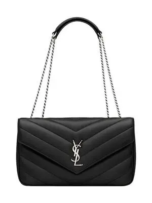 Saint Laurent Loulou Foldover Top Medium Shoulder Bag - Black