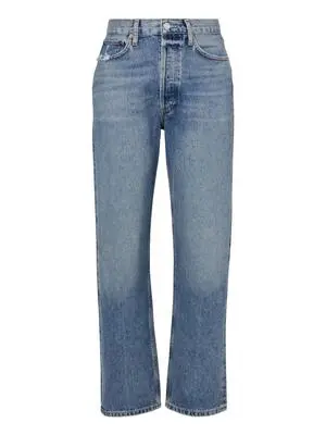 AGOLDE Agolde Mid-Rise Straight-Leg Denim Trousers Blue