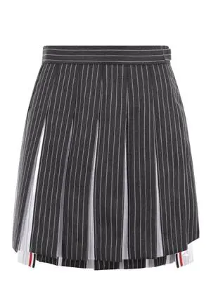 Thom Browne Pleated Skirt With Grosgrain Trim - Medium Gray