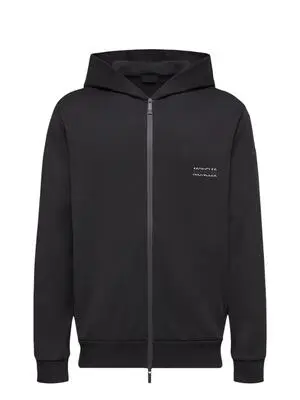 Moncler Logo Embroidered Zip-up Hoodie - Black