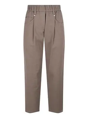 Brunello Cucinelli High-waisted Straight Leg Trousers - Brown
