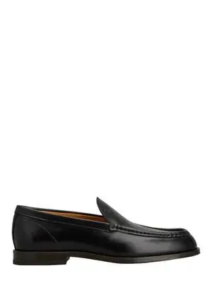 TOD'S Embossed Logo Leather Loafers - Black