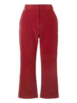 Bally Flared Cropped Corduroy Trousers - Red