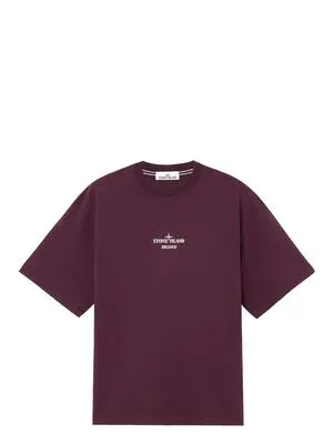 Stone Island Logo Printed Crewneck T-shirt - Amaranth