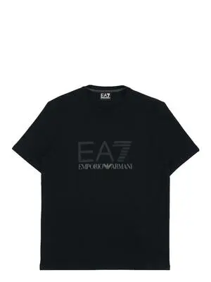 EA7 Logo T-shirt With Round Neck - Black