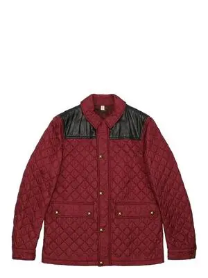 Burberry Quilted Lapel Jacket With Logo Detail - Red