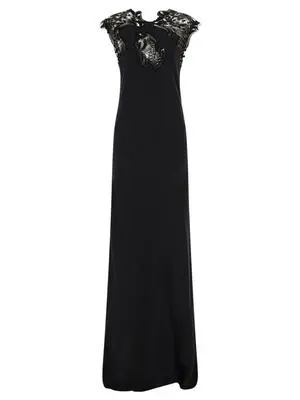 FERRAGAMO Silk Dress With Lace Trim - Black