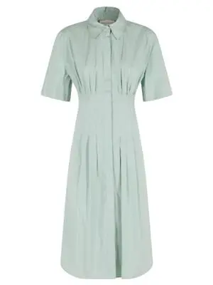 SEMICOUTURE Short-sleeved Shirt Dress With Pleated Details - Green